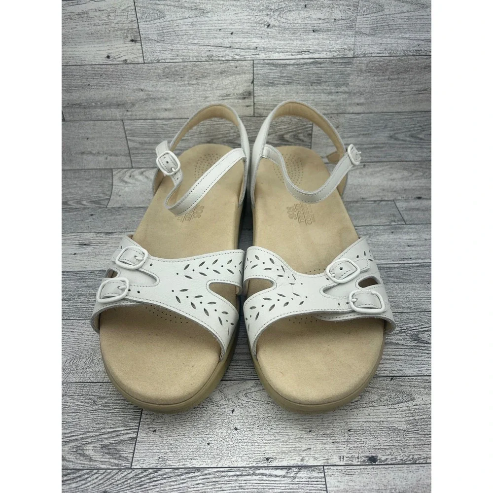 SAS | Shoes | Sas Tripad Comfort White Leather Perforated Wedge Sandals ...